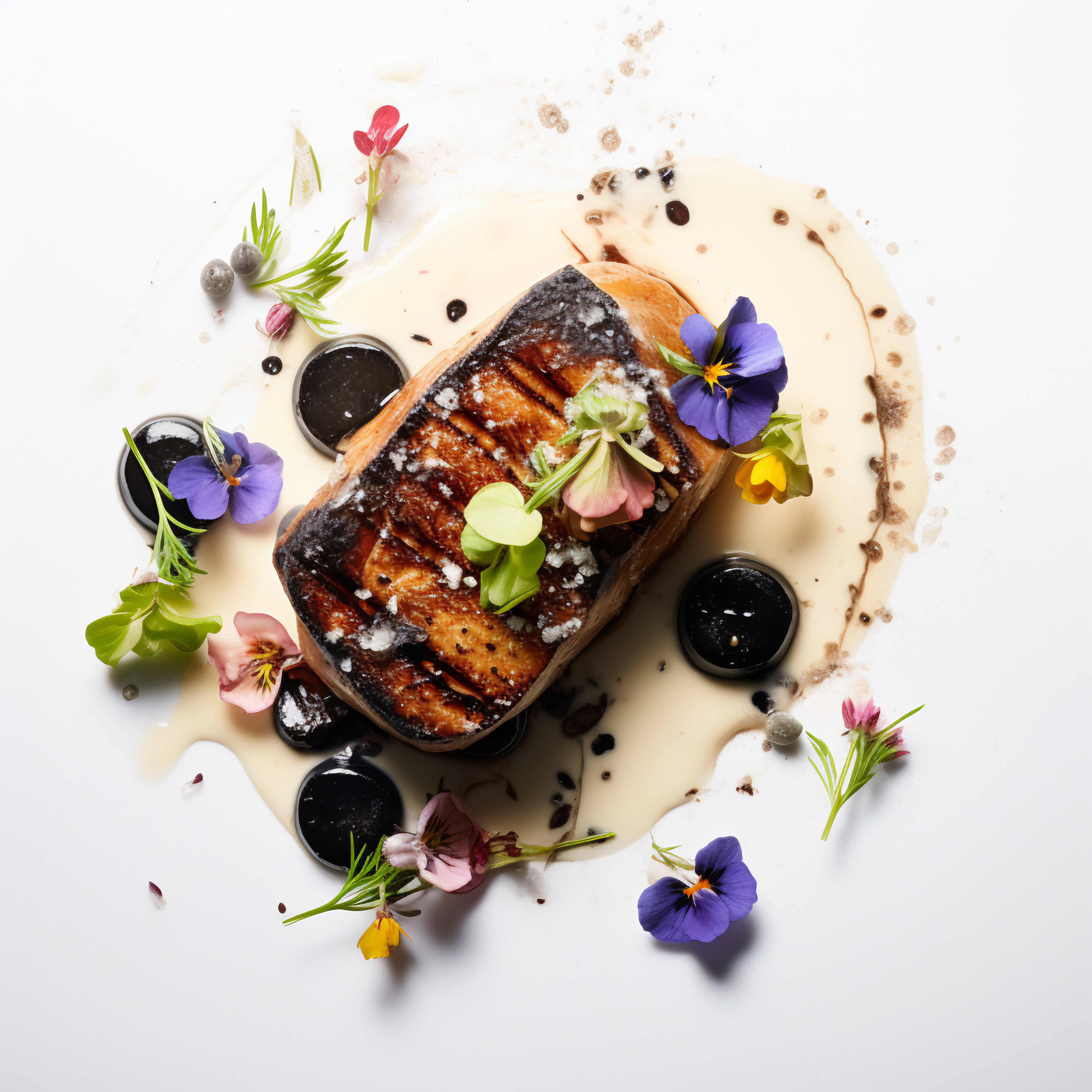 Gourmet Grilled Fish with Edible Flowers - Free Stock Photo | FOCA Stock